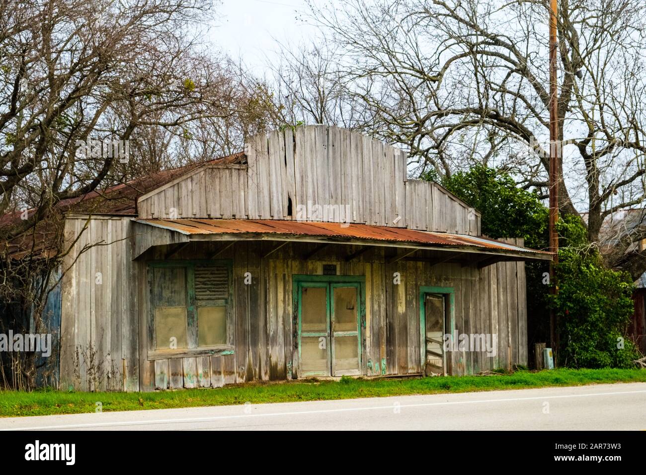 Schwertner, Tx - Derelict store building close to highway road in small ...