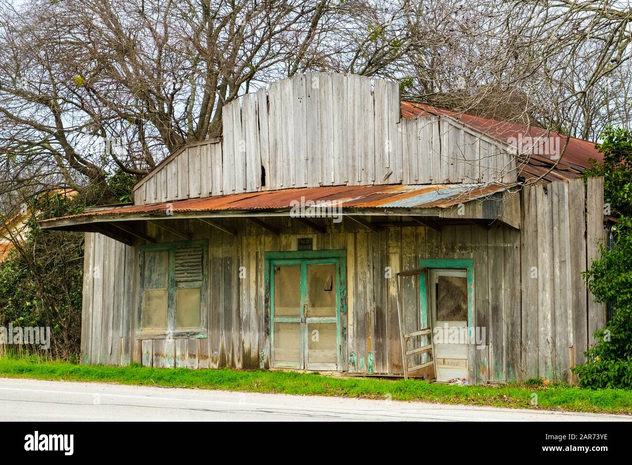 Schwertner, Tx - Derelict store building close to highway road in small ...