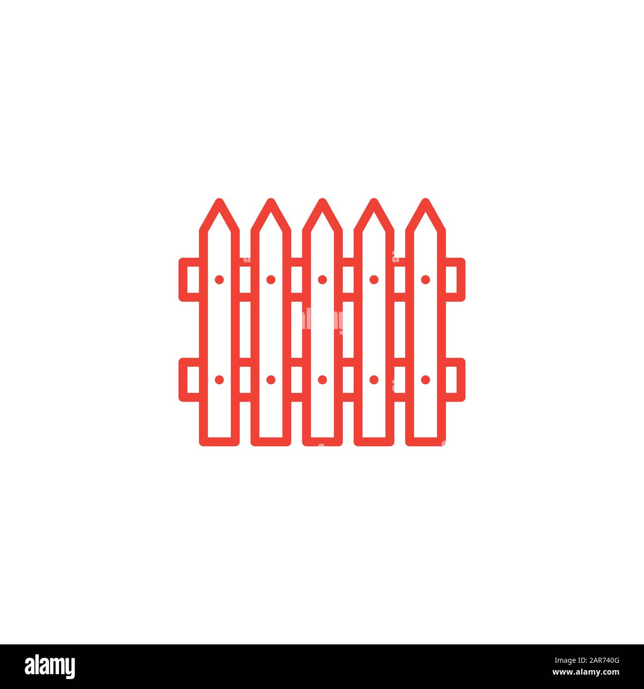 Fence Line Red Icon On White Background. Red Flat Style Vector ...