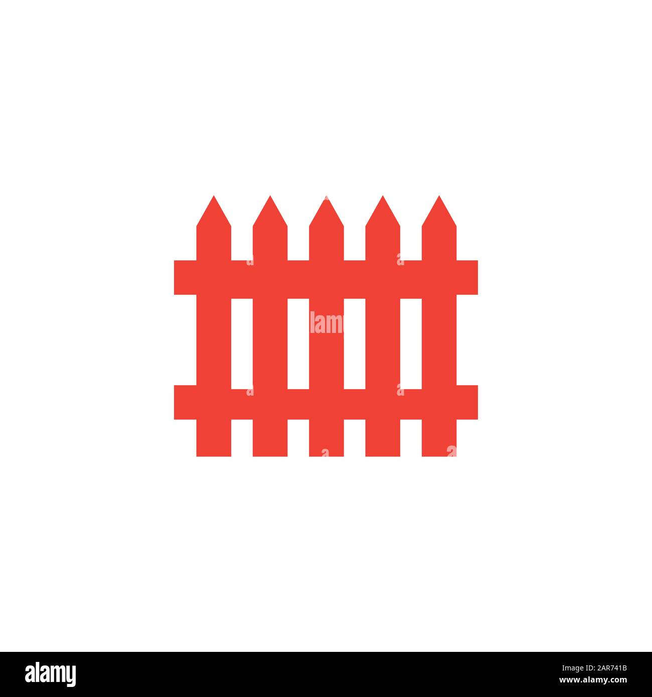 Fence Red Icon On White Background. Red Flat Style Vector Illustration ...