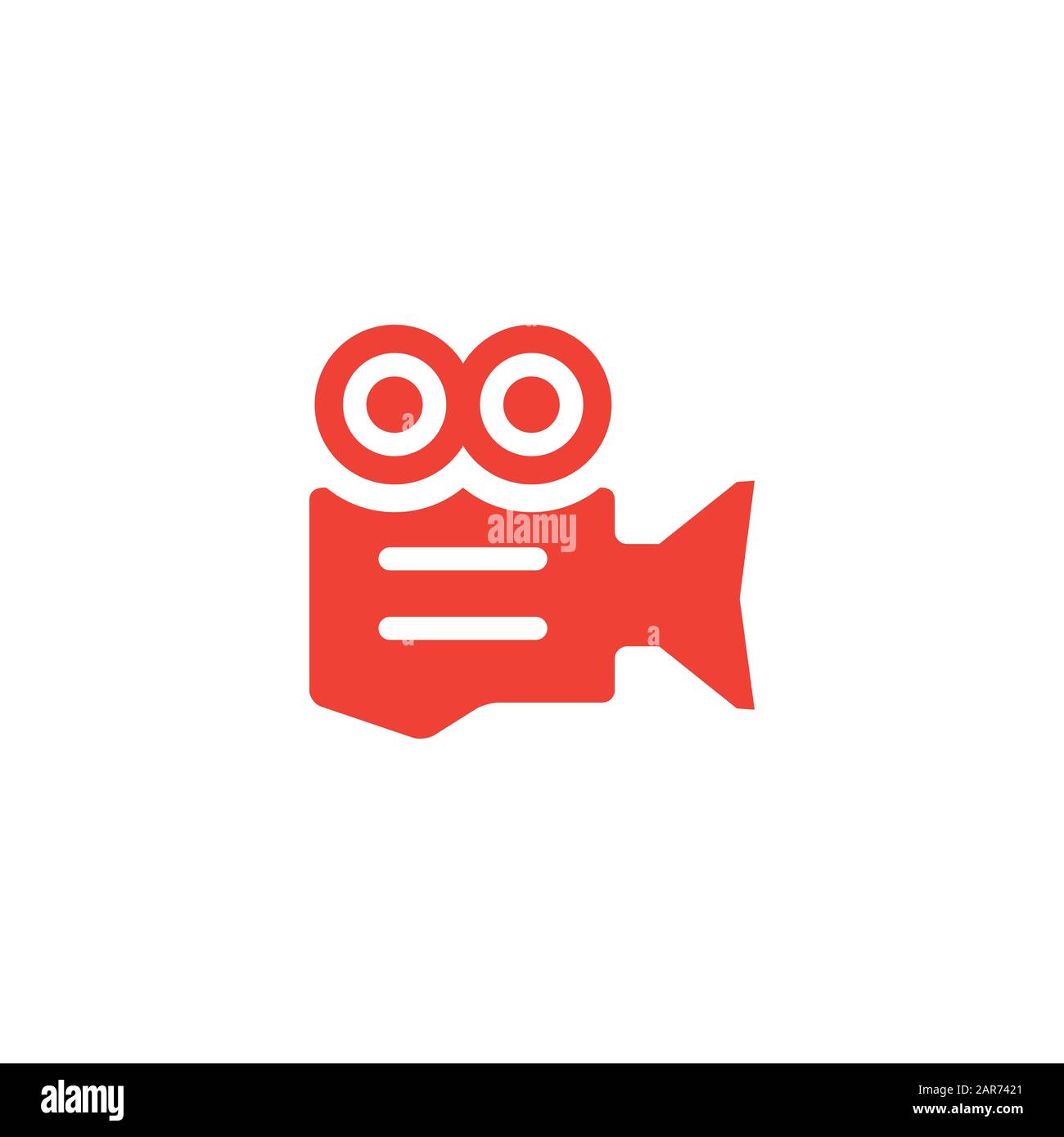 Film Camera Red Icon On White Background. Red Flat Style Vector ...