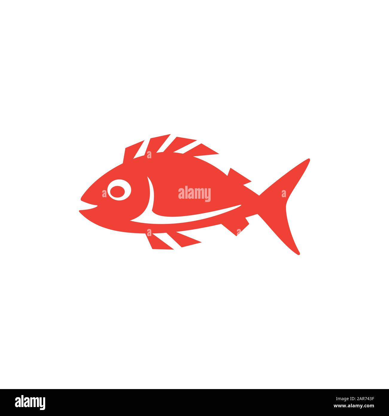 Fish Red Icon On White Background. Red Flat Style Vector Illustration ...