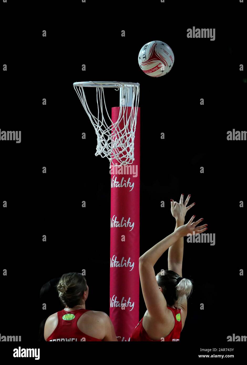 England Vitality Roses players in action during Vitality netball ...