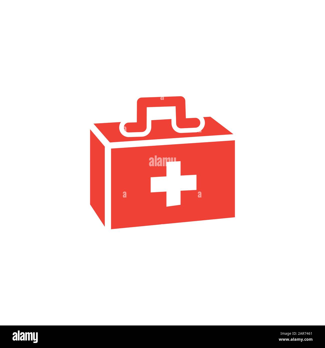 First Aid Box Red Icon On White Background. Red Flat Style Vector ...