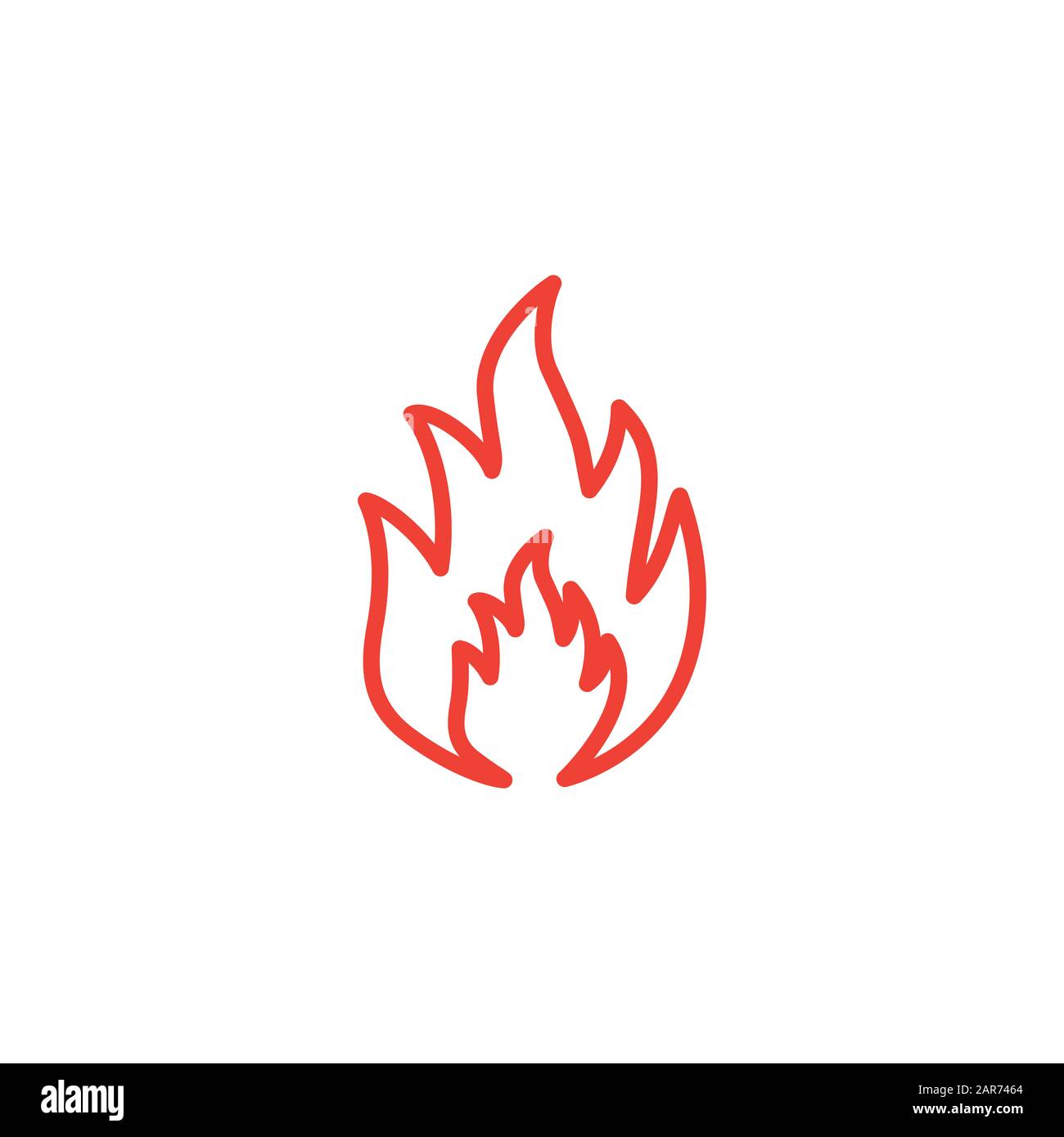 Fire Line Red Icon On White Background. Red Flat Style Vector ...