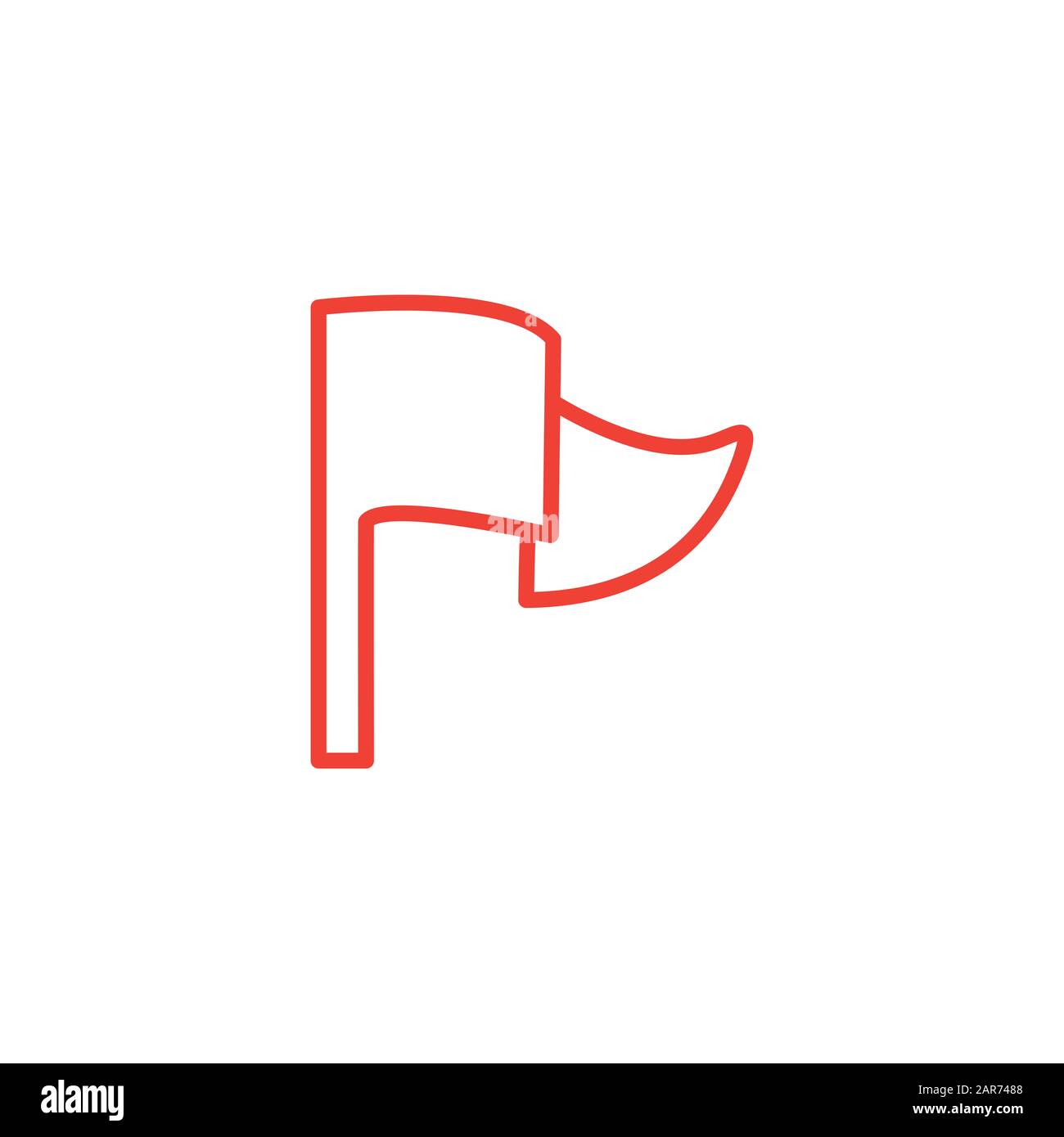 Flag Line Red Icon On White Background. Red Flat Style Vector ...