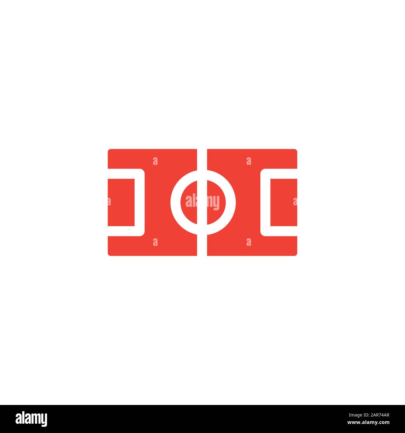 Football Field Red Icon On White Background. Red Flat Style Vector ...