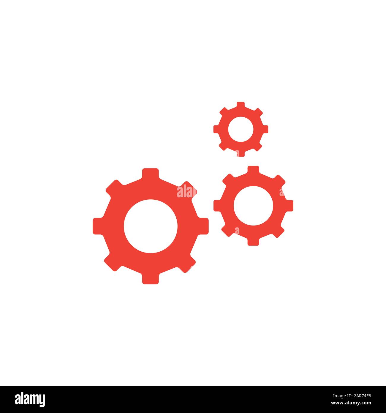 Gear Red Icon On White Background. Red Flat Style Vector Illustration ...