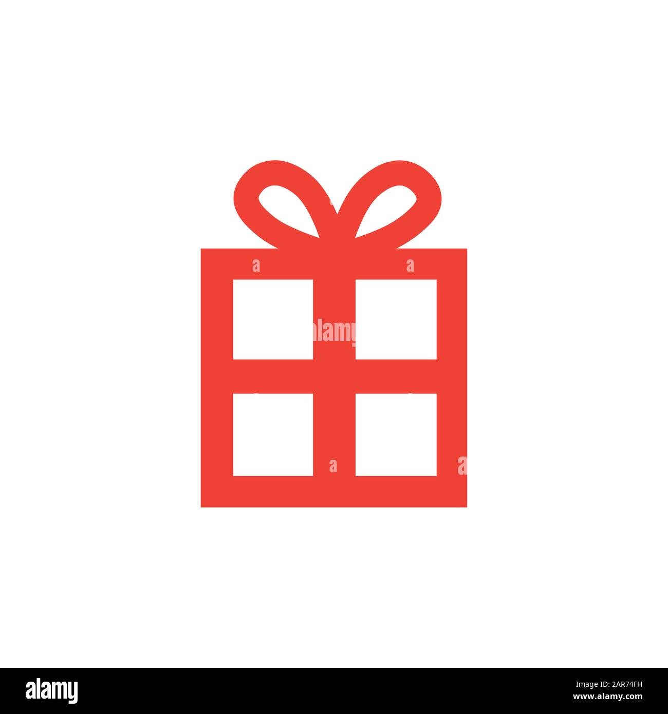 Gift Box Red Icon On White Background. Red Flat Style Vector ...