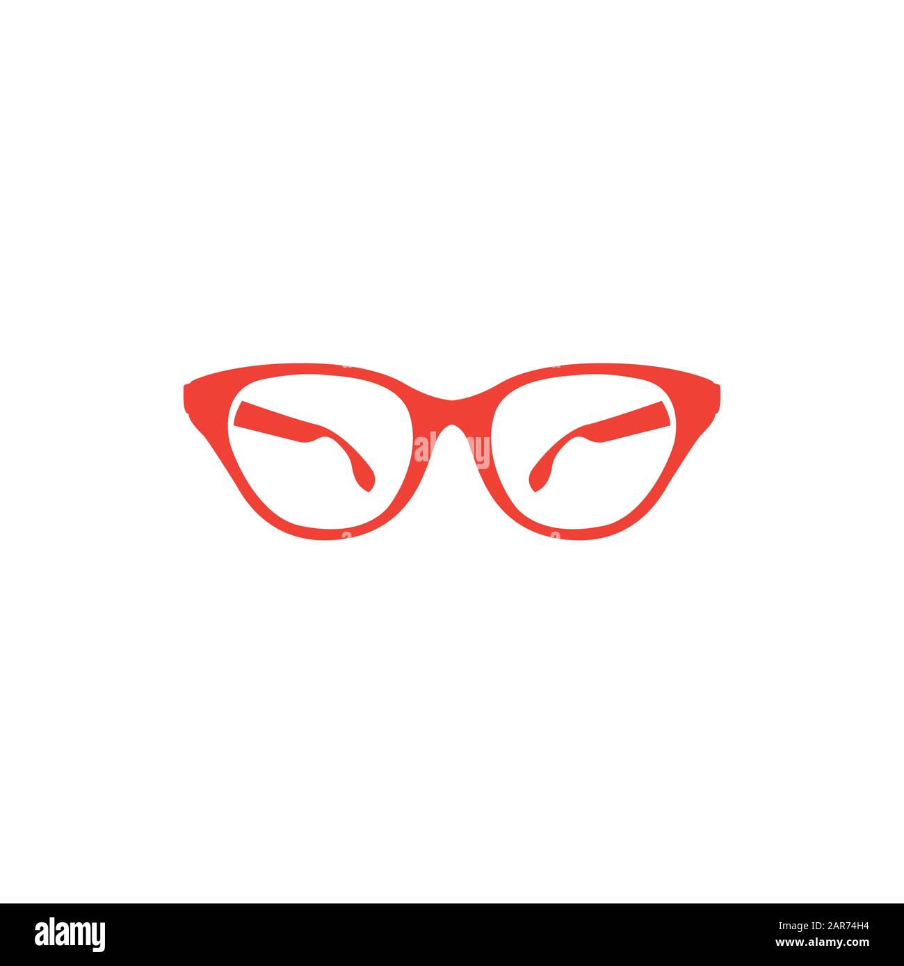 Glasses Red Icon On White Background. Red Flat Style Vector ...