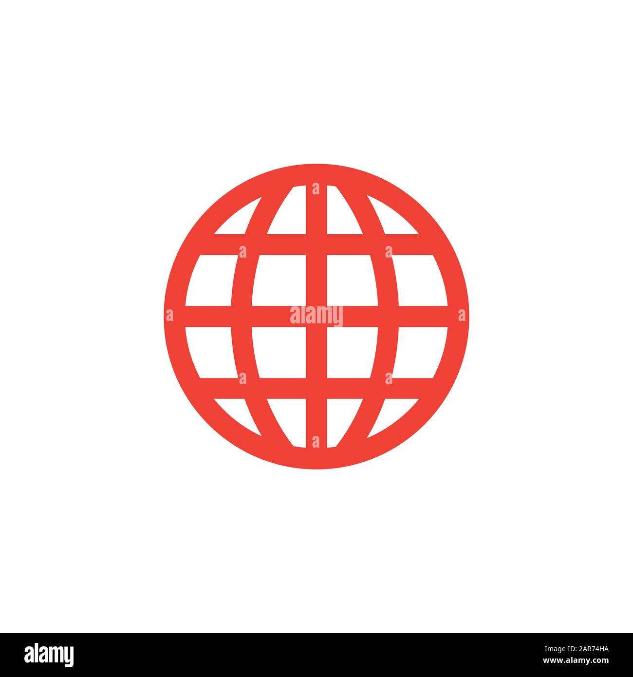Globe Red Icon On White Background. Red Flat Style Vector Illustration ...