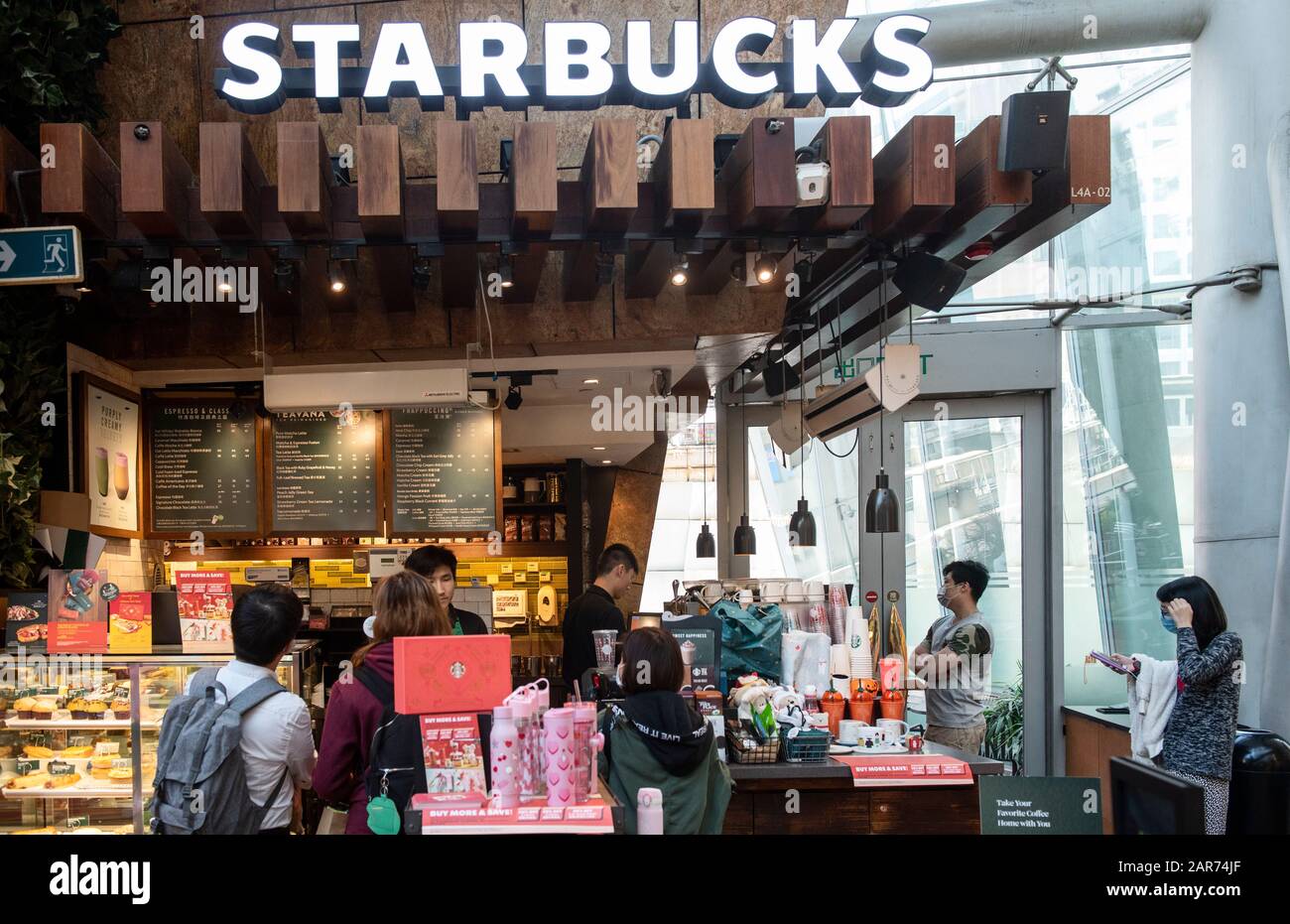 American multinational chain, Starbucks Coffee store seen in Hong Kong ...