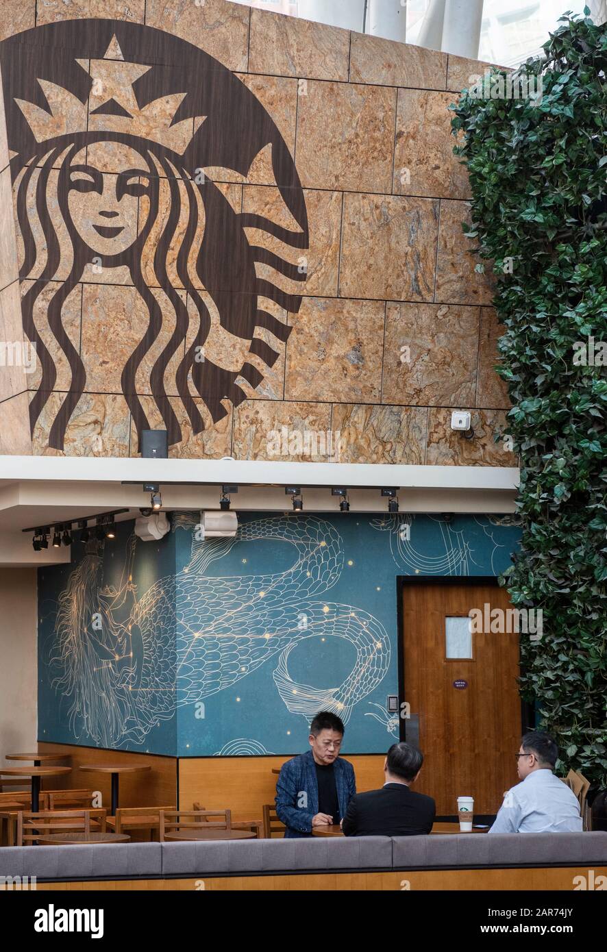 American multinational chain, Starbucks Coffee store seen in Hong Kong ...