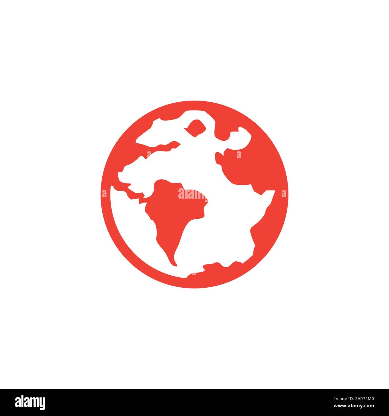 Globe Red Icon On White Background. Red Flat Style Vector Illustration ...