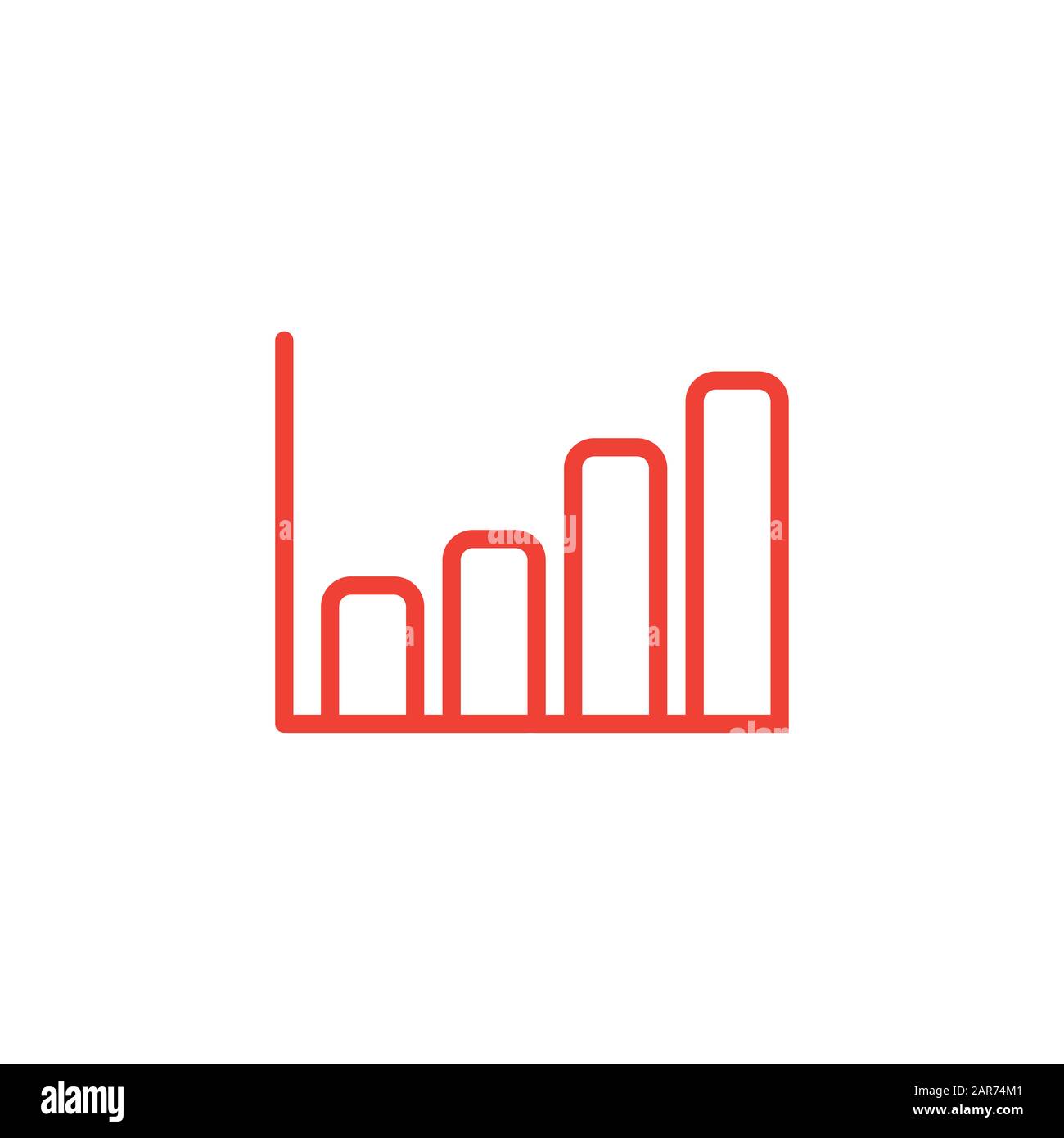Growing Graph Line Red Icon On White Background. Red Flat Style Vector ...