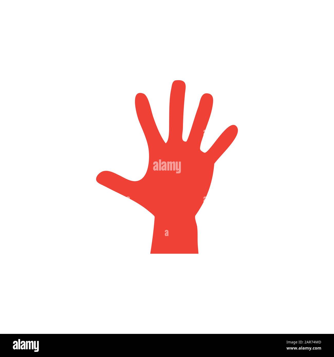 Hand Red Icon On White Background. Red Flat Style Vector Illustration ...