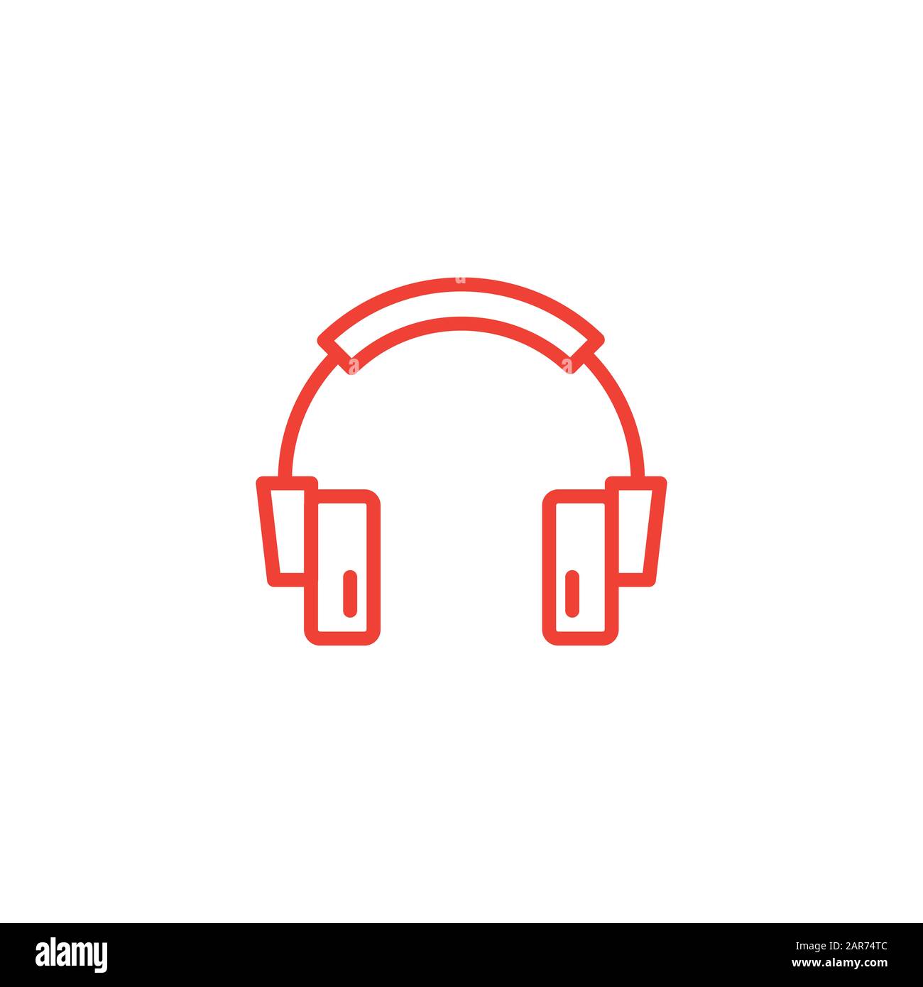 Headphone Line Red Icon On White Background. Red Flat Style Vector ...
