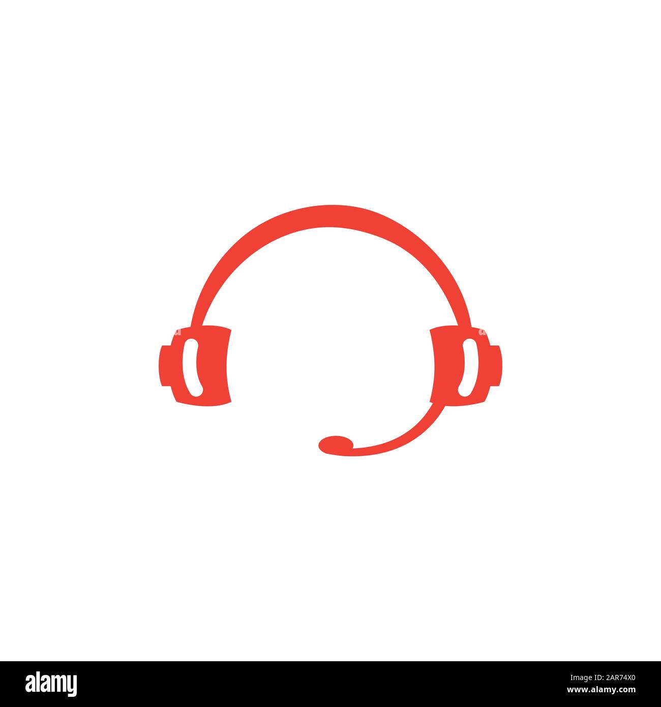 Headphone Red Icon On White Background. Red Flat Style Vector ...