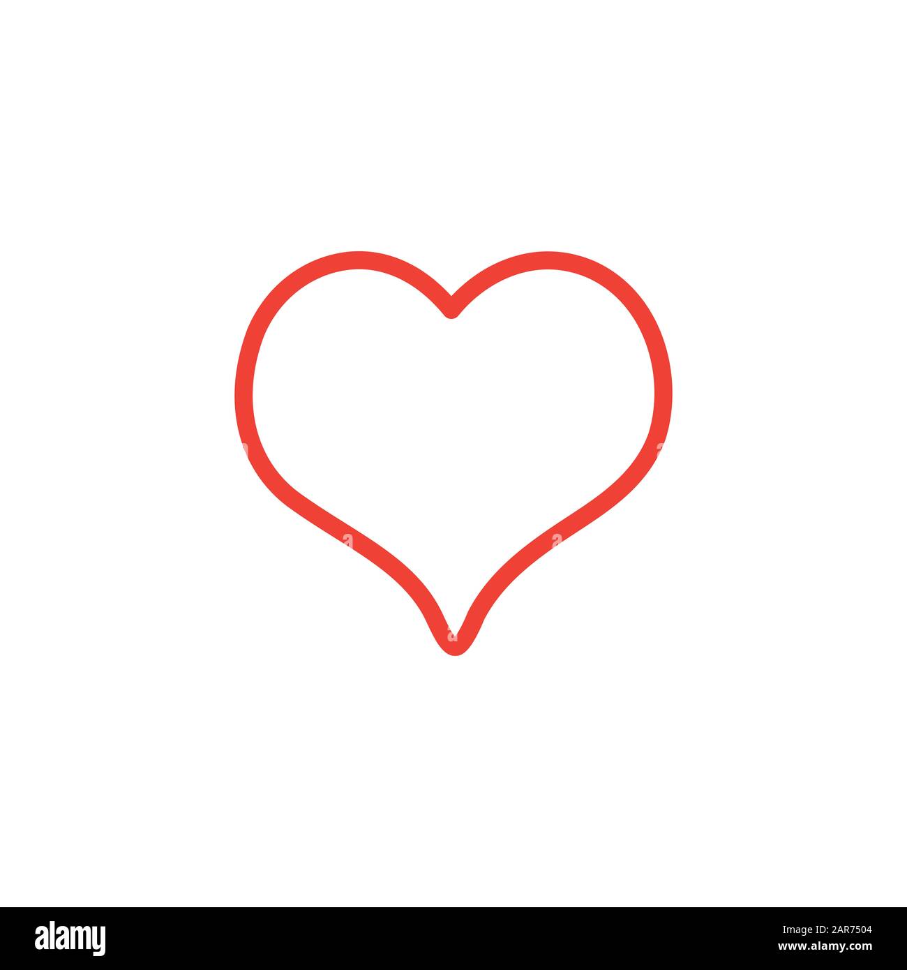 Heart Line Red Icon On White Background. Red Flat Style Vector ...