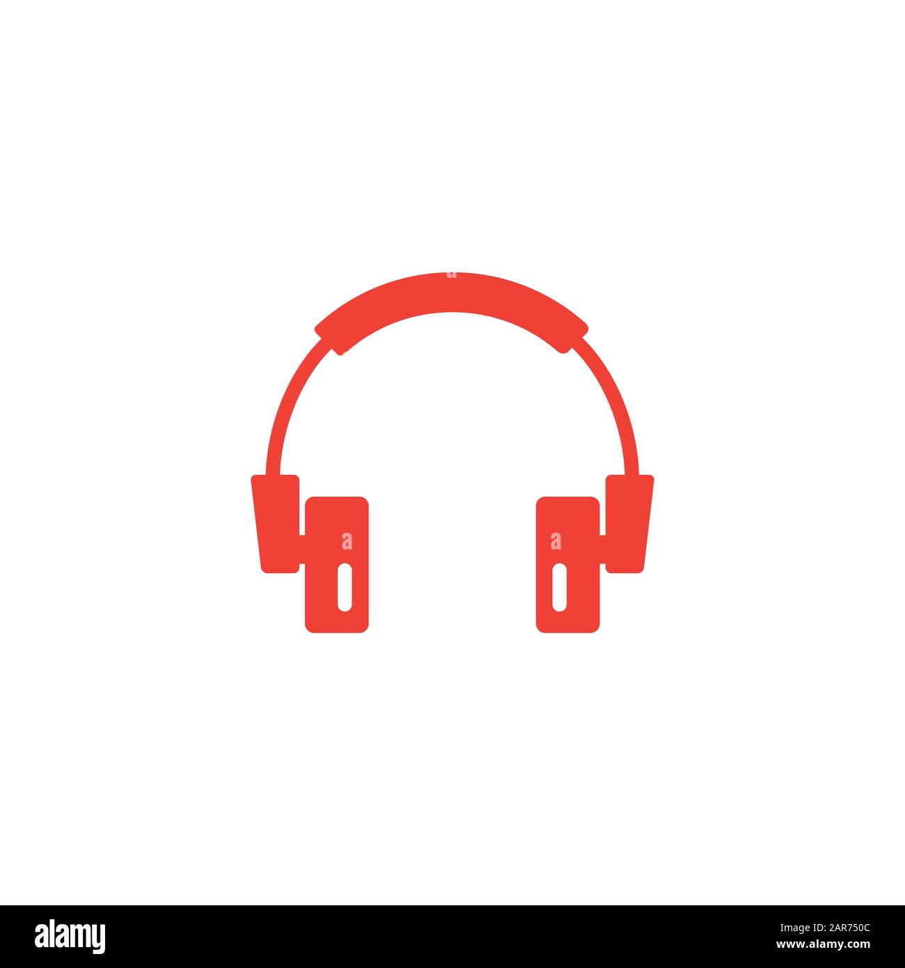 Headphone Red Icon On White Background. Red Flat Style Vector ...