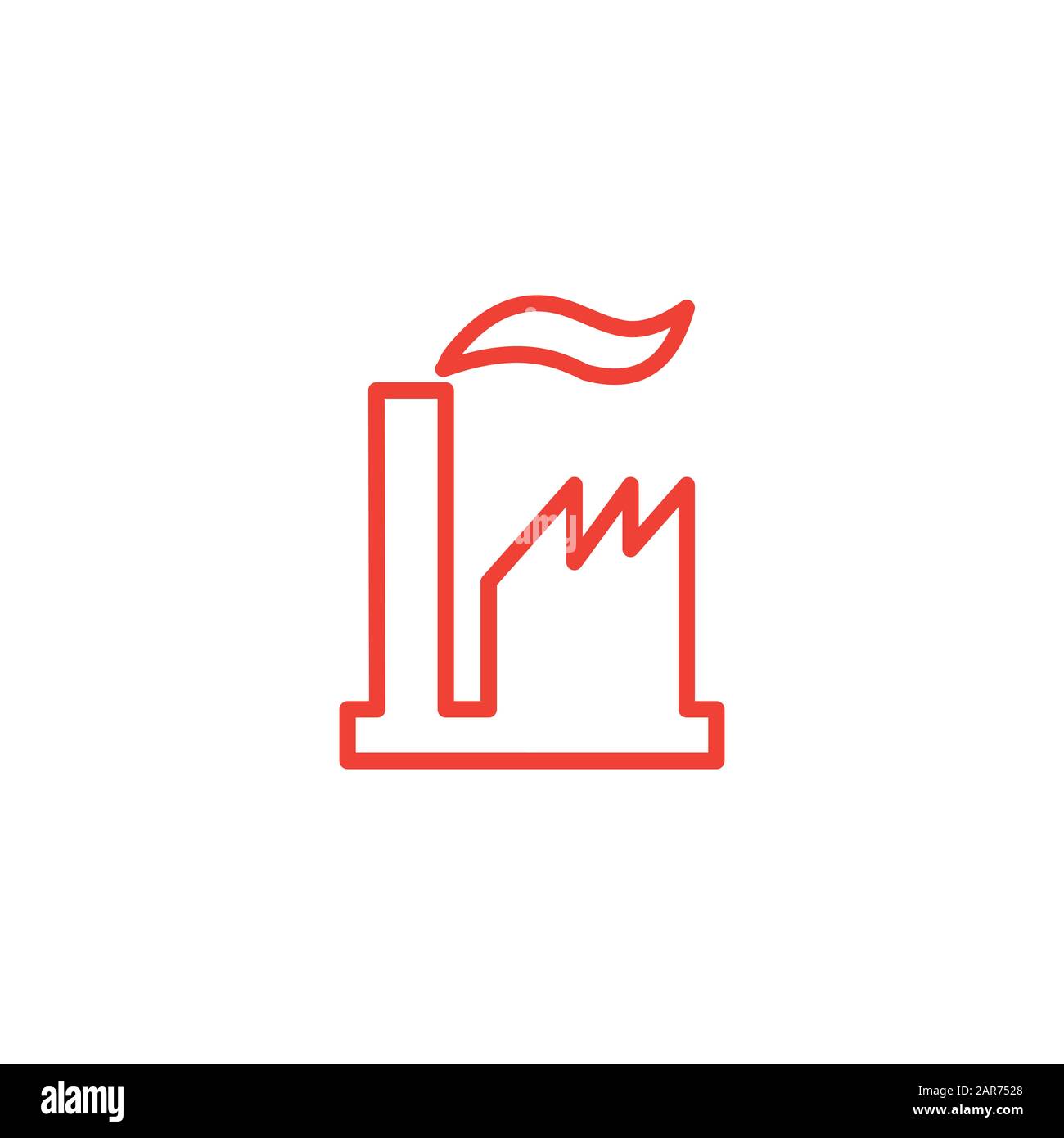 Industry Line Red Icon On White Background. Red Flat Style Vector ...