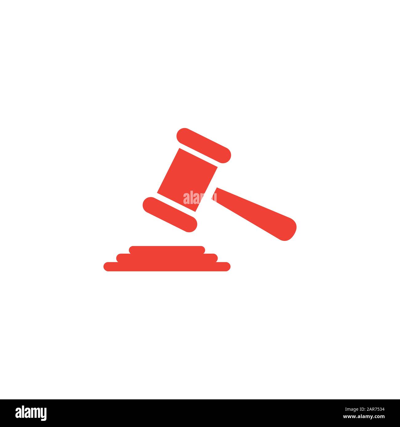 Justice Gavel Red Icon On White Background. Red Flat Style Vector ...