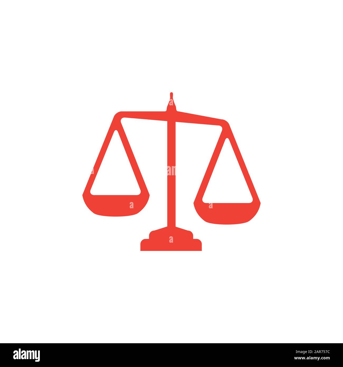 Justice Scales Red Icon On White Background. Red Flat Style Vector ...