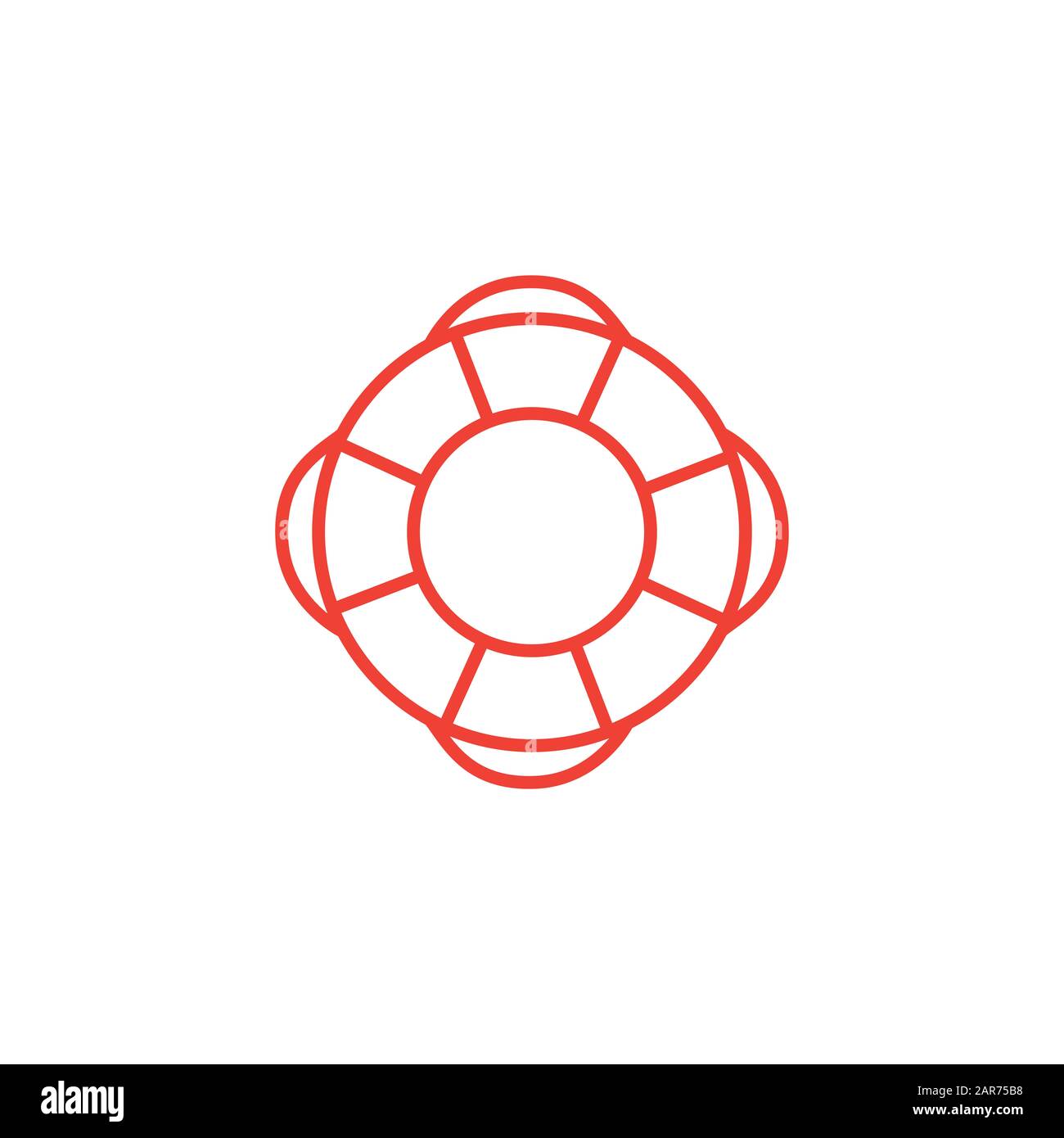 Lifebuoy Line Red Icon On White Background. Red Flat Style Vector ...
