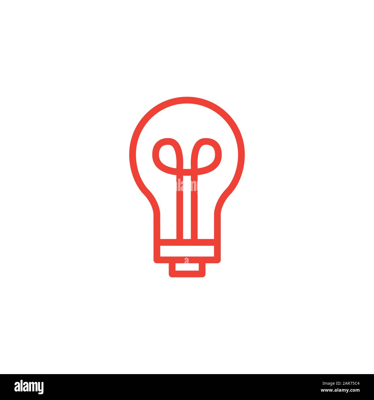 Light Bulb Line Red Icon On White Background. Red Flat Style Vector ...