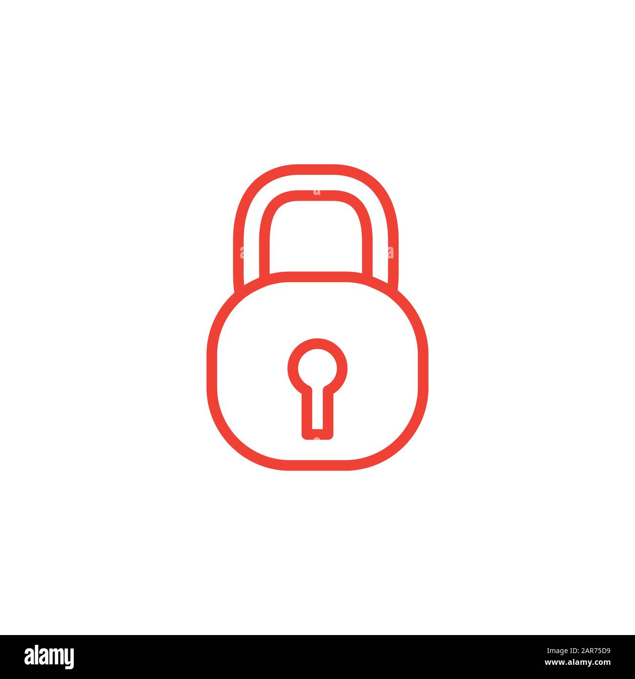 Lock Line Red Icon On White Background. Red Flat Style Vector ...