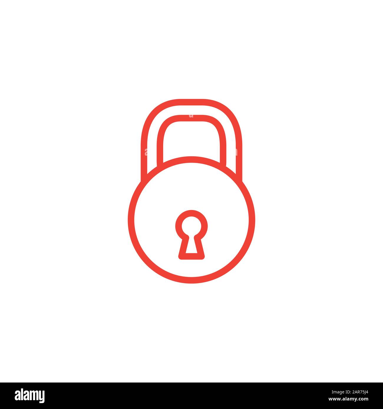 Lock Line Red Icon On White Background. Red Flat Style Vector ...
