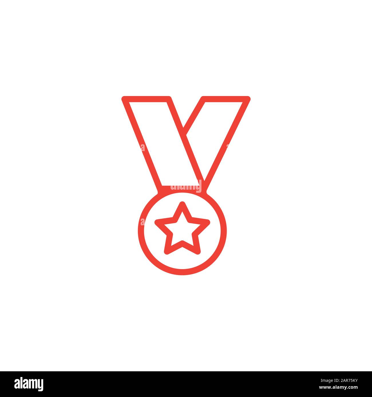 Medal Line Red Icon On White Background. Red Flat Style Vector ...