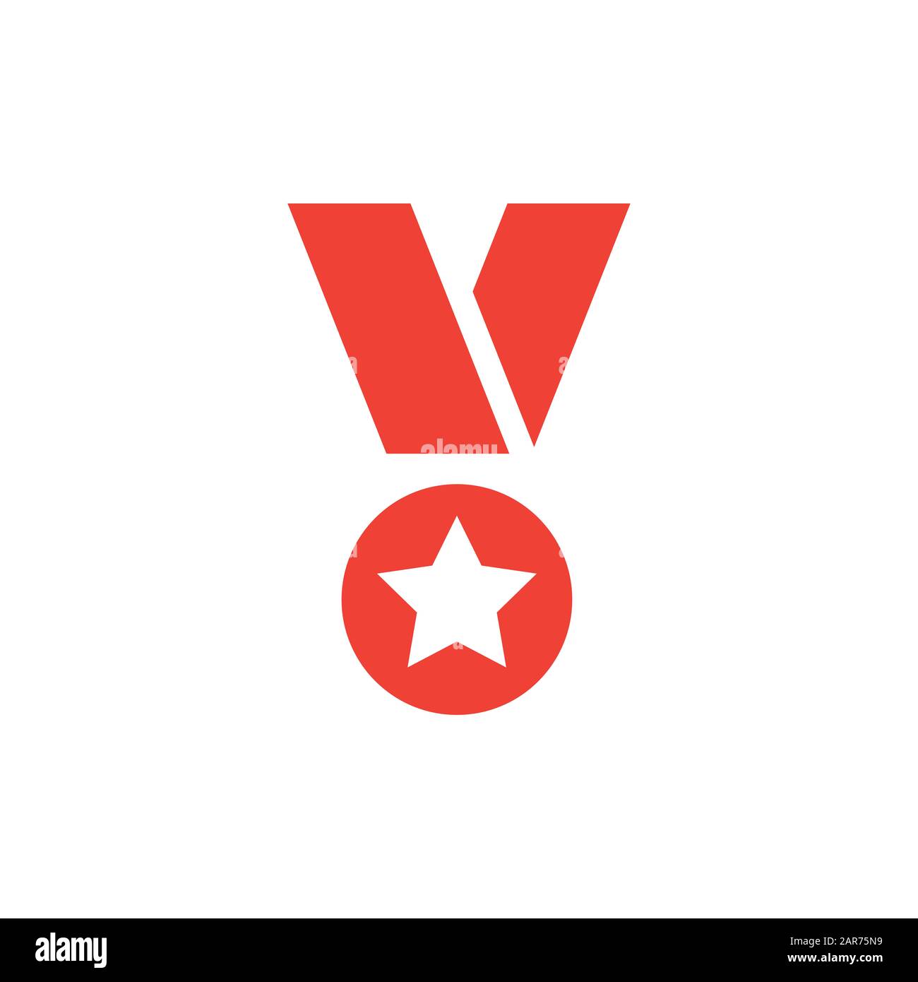 Medal Red Icon On White Background. Red Flat Style Vector Illustration ...