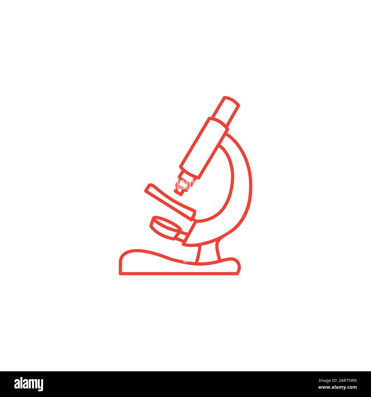 Microscope Line Red Icon On White Background. Red Flat Style Vector ...