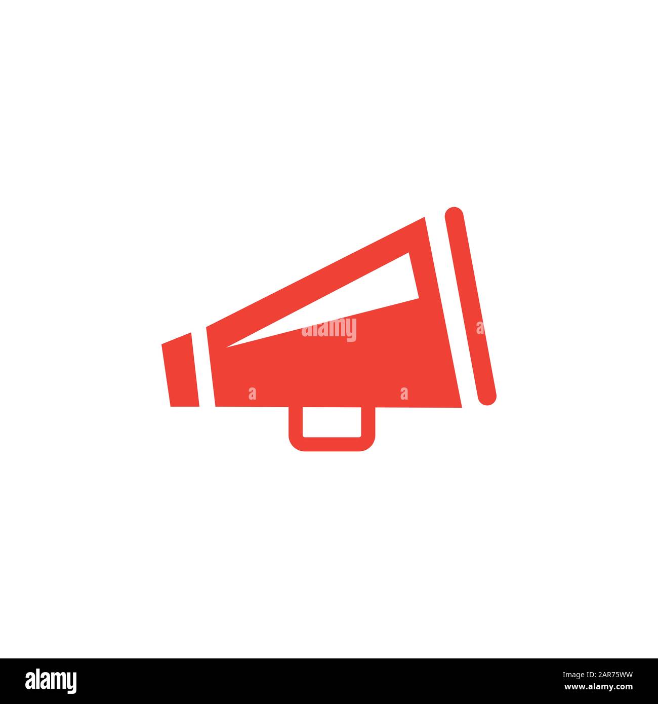 Megaphone Red Icon On White Background. Red Flat Style Vector ...