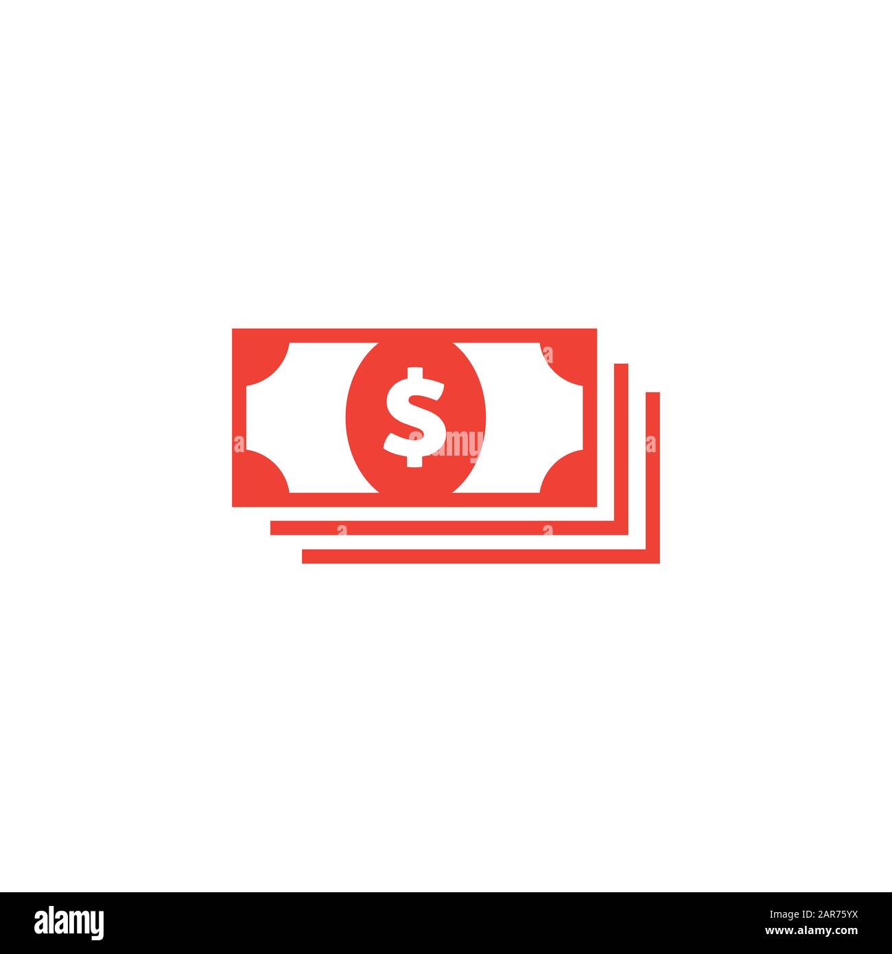 Money Red Icon On White Background. Red Flat Style Vector Illustration ...