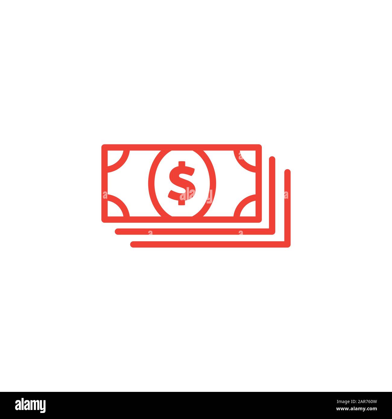 Money Line Red Icon On White Background. Red Flat Style Vector ...