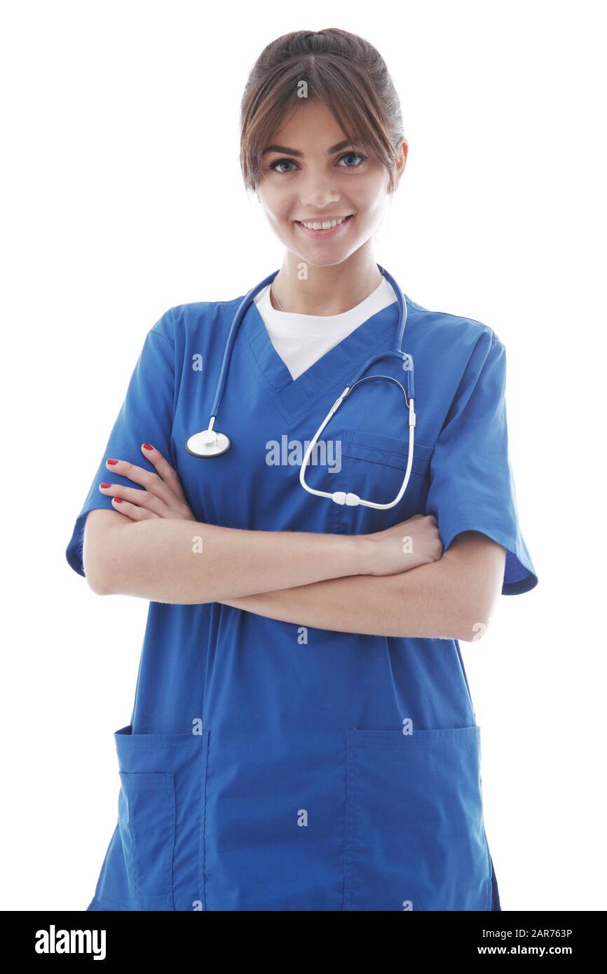 Medical person, nurse or young doctor portrait. Confident young woman ...