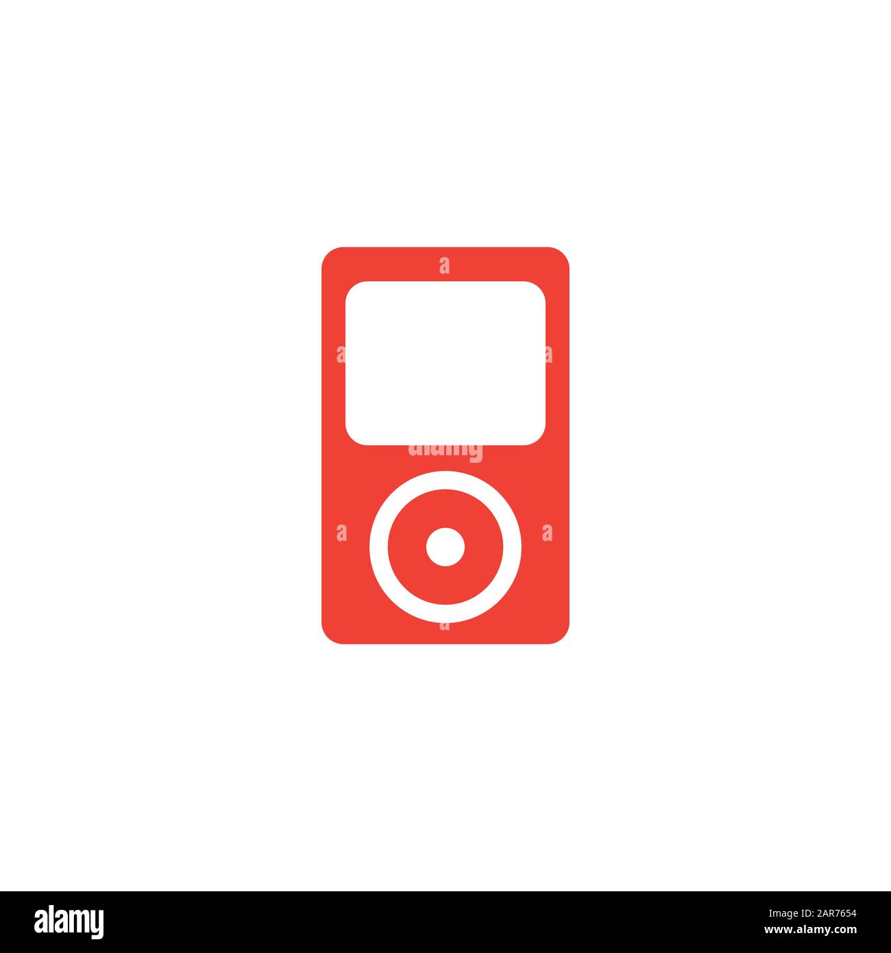 Music Player Red Icon On White Background. Red Flat Style Vector ...