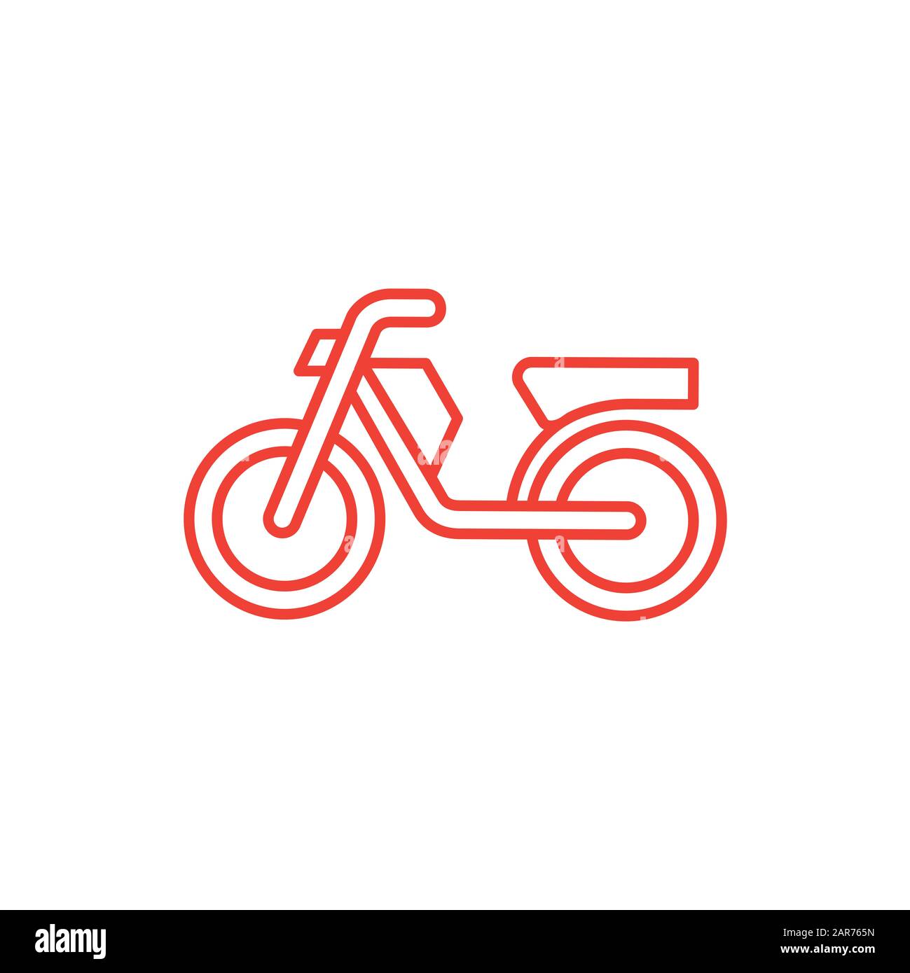 Motorcycle Line Red Icon On White Background. Red Flat Style Vector ...