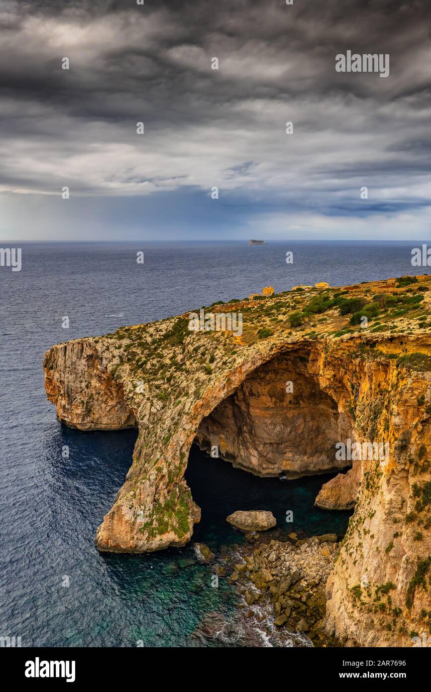 Blue Grotto sea cavern in Malta, natural landmark in south east coast ...