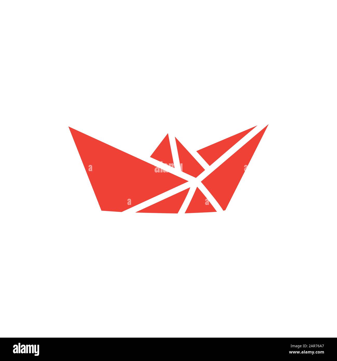 Paper Boat Red Icon On White Background. Red Flat Style Vector ...