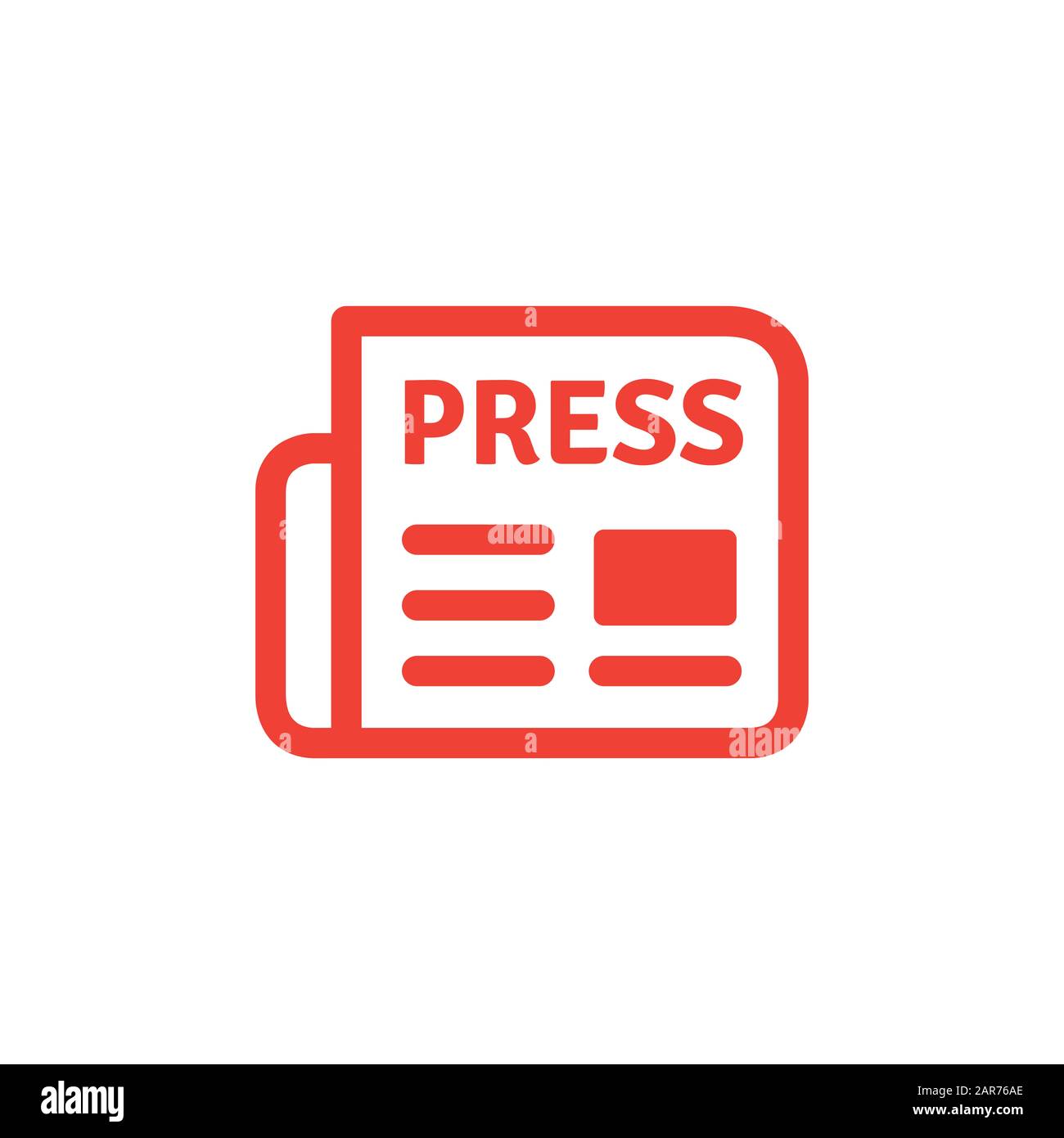 Newspaper Red Icon On White Background. Red Flat Style Vector ...
