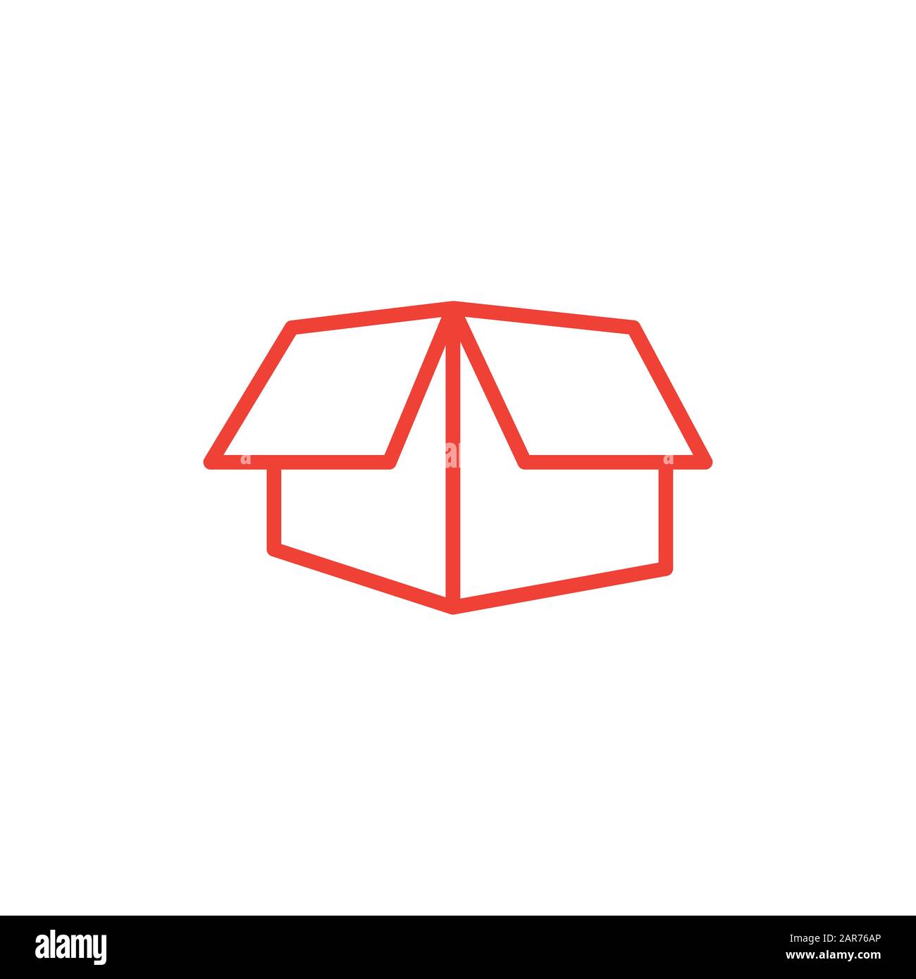 Open Box Line Red Icon On White Background. Red Flat Style Vector ...