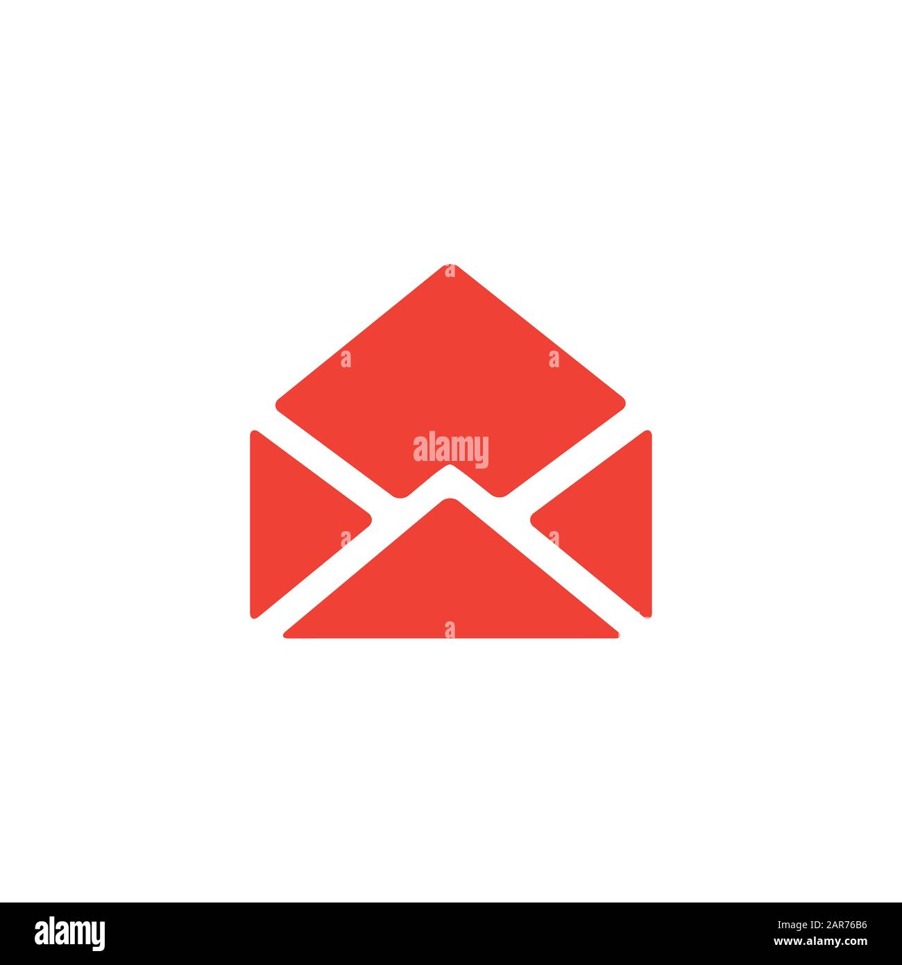 Open E-mail Red Icon On White Background. Red Flat Style Vector ...