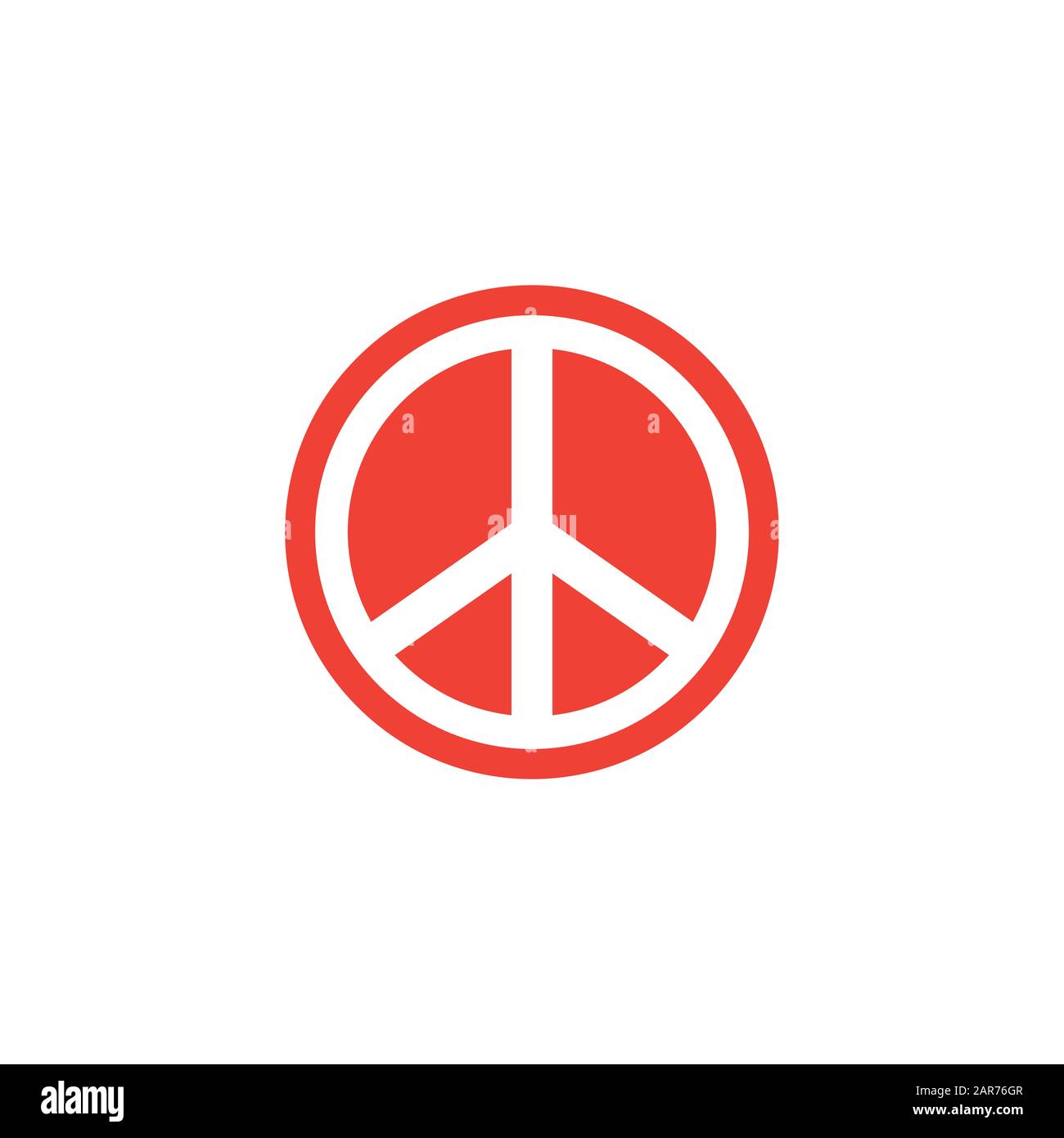 Peace Sign Red Icon On White Background. Red Flat Style Vector ...