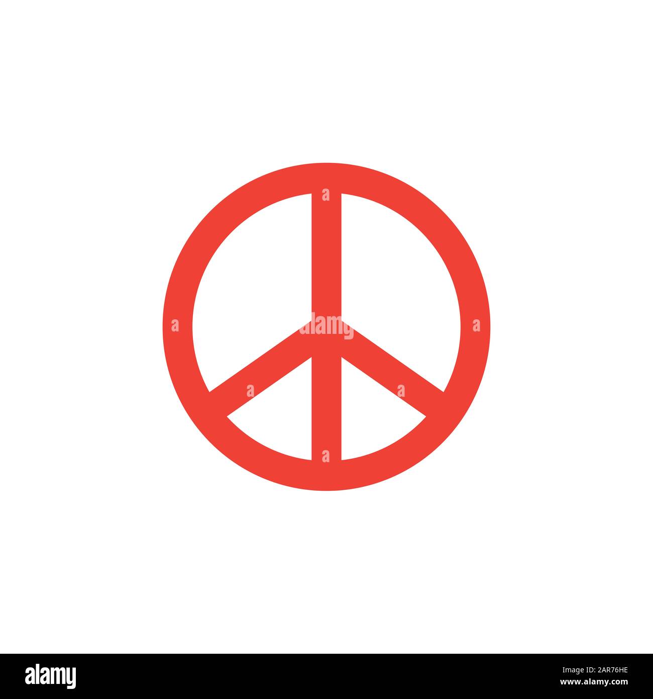 Peace Sign Red Icon On White Background. Red Flat Style Vector ...