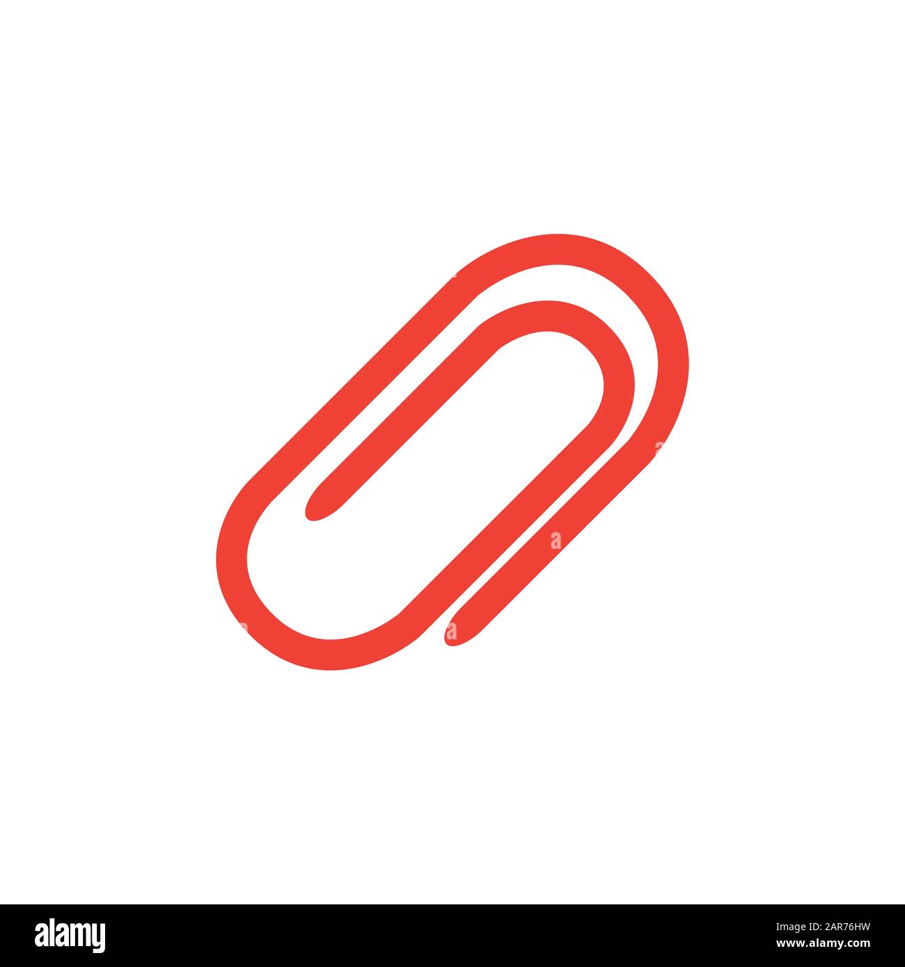 Paper Clip Red Icon On White Background. Red Flat Style Vector ...