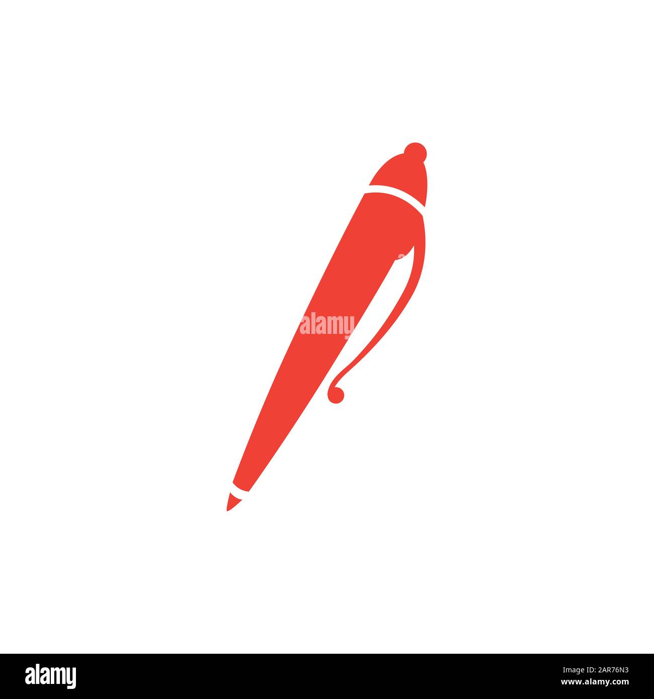 Pen Red Icon On White Background. Red Flat Style Vector Illustration ...