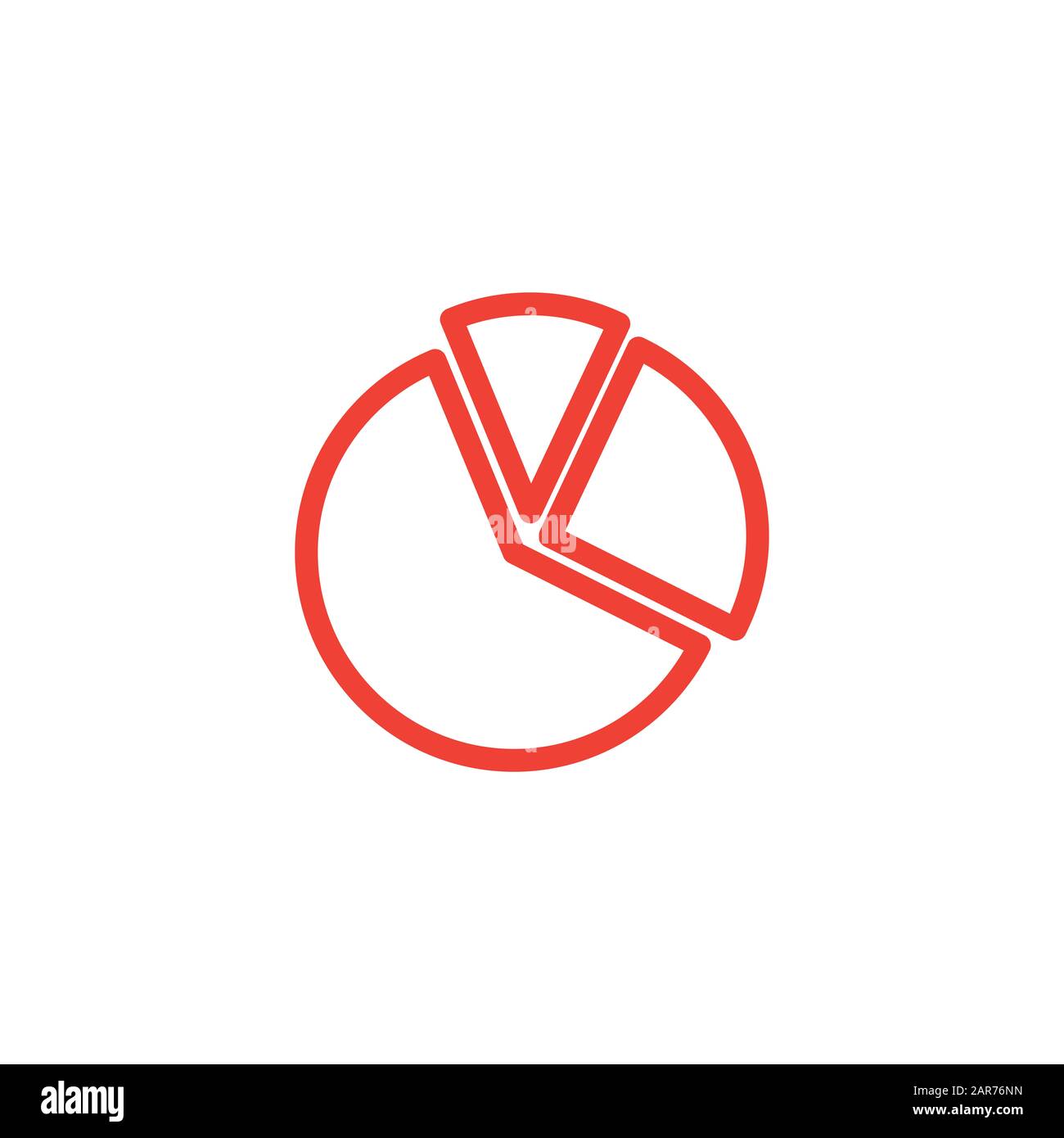 Pie Chart Line Red Icon On White Background. Red Flat Style Vector ...